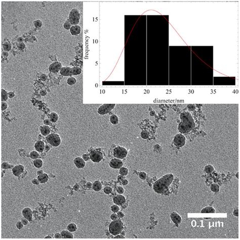 Tem Micrograph Of Fe3o4sio2 Mps Core Shell Nanoparticles With The