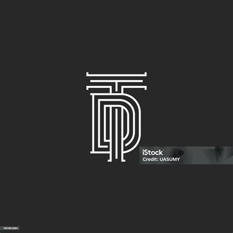 모노 그램 Td 또는 Dt 이니셜 로고 2 개의 교차 편지 T와 D 중세 스타일에서 웨딩 엠 블 럼 선형 아트의 조합 알파벳 D에 대한 스톡 벡터 아트 및 기타 이미지