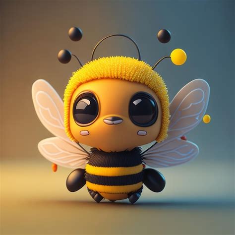 Premium Ai Image Cute Tiny 3d Hyper Realistic Animated Bee