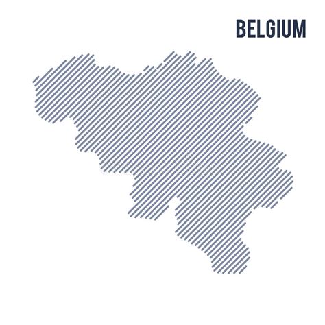 Vector Abstract Hatched Map Of Belgium With Oblique Lines Isolated On A White Background Stock