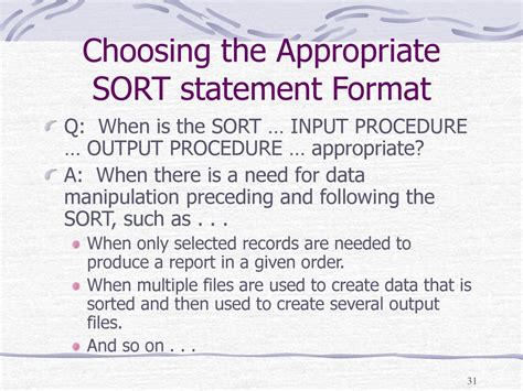 sorting in cobol m m pickard ppt download