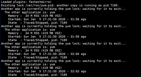 existing lock var run yum pid another copy is running as pid 报错解决办法