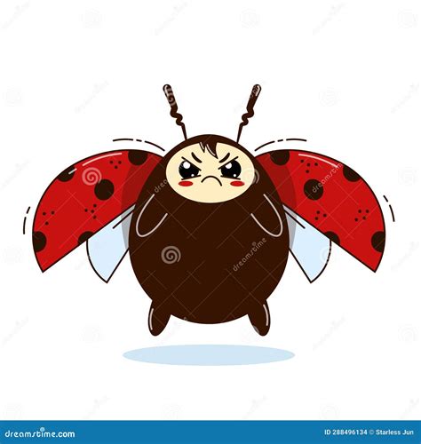 Angry Ladybug A Cartoon Illustration Of A Ladybug With An Angry Expression Stock Vector