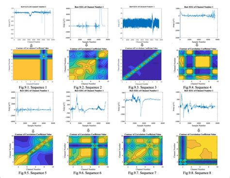 examples of correlation coefficients contour for eeg sequences