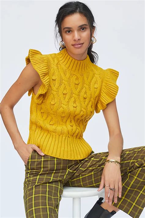 Flutter Sleeved Sweater Vest Anthropologie