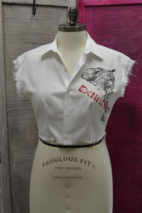 Upcycled Wild Cat Printed Crop Top Sustainable Eco Fashion