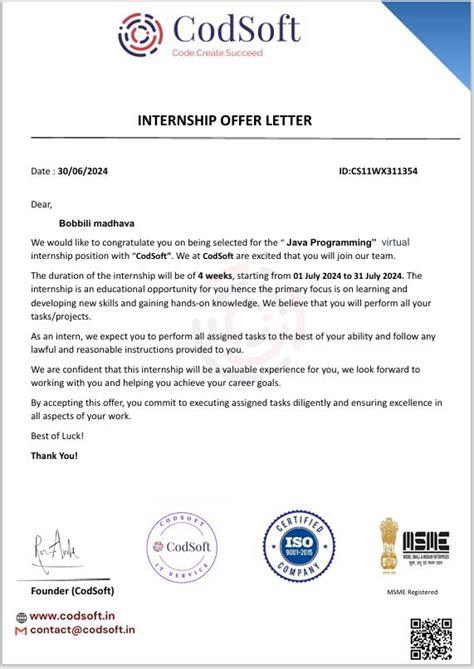 Madhava Bobbili On Linkedin Intership Codesoft Javaprogramming