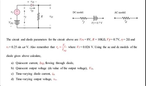 solved the circuit and diode parameters for the circuit