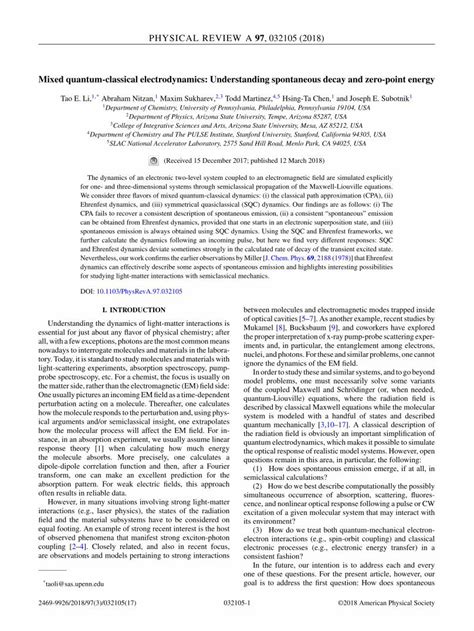 Pdf Mixed Quantum Classical Electrodynamics Understanding …atto Tau