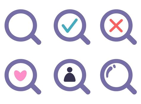 Premium Vector Colored Vector Set With Search Magnifying Glass Icons