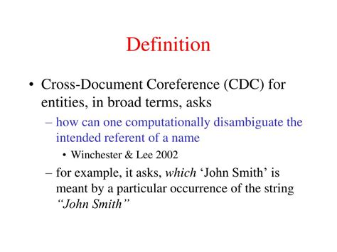 Ppt Introduction To Cross Document Coreference Powerpoint