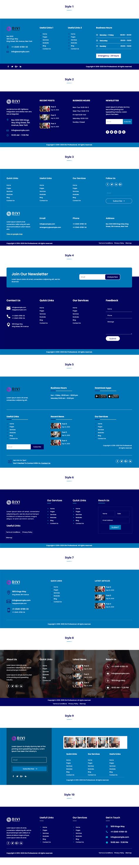 divi footer layouts bundle divi professional