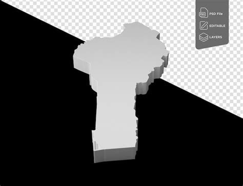 베냉 3d 지도 지리학 지도 제작 및 토폴로지 검정색 배경 3d 그림 프리미엄 Psd 파일