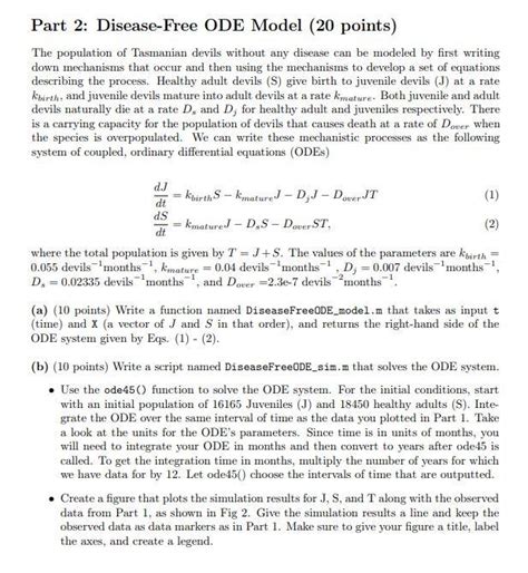 Part 2 Disease Free Ode Model 20 Points The