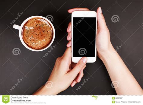 Woman Using A Touch Screen Of Smart Phone Stock Image Image Of Cellular Flat 82961337