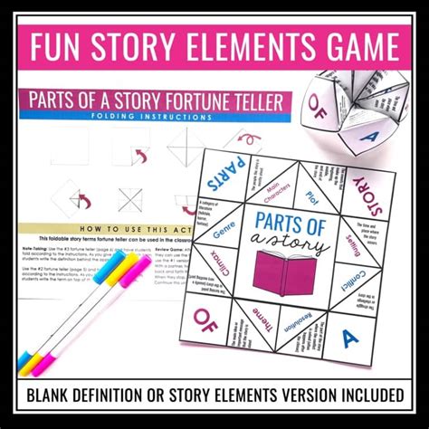Story Elements Paper Fortune Teller Activity Literary Devices Game