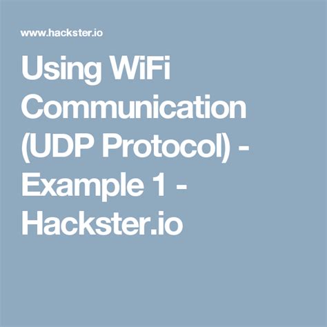 Using Wifi Communication Udp Protocol
