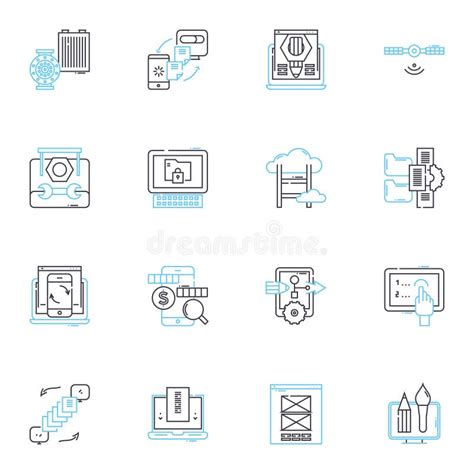 Machine Intelligence Linear Icons Set Robotics Automation Artificial