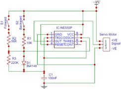 Servo Motor Controller Tester Circuit Using Timer IC
