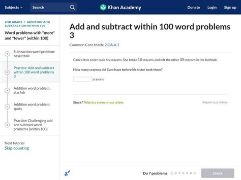khan academy add and subtract within 100 word problems 3 unit plan for