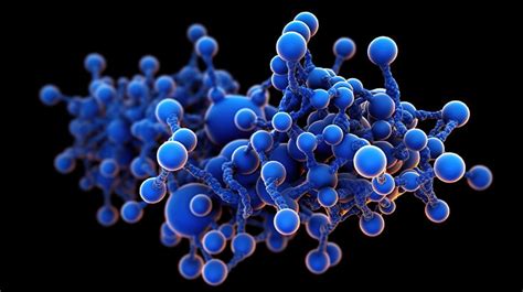 Molecular Structure 3d Render Of Atomistic Blue Spheres Comprising