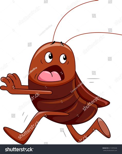 Illustration Featuring Cockroach Running Away Stock Vector Royalty