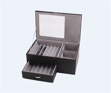 钢笔双层收纳盒皮质展示盒13位大容量pu文具收纳钢笔陈列收藏盒 虎窝淘