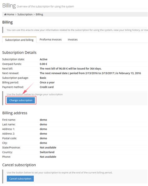 Change Of Subscription