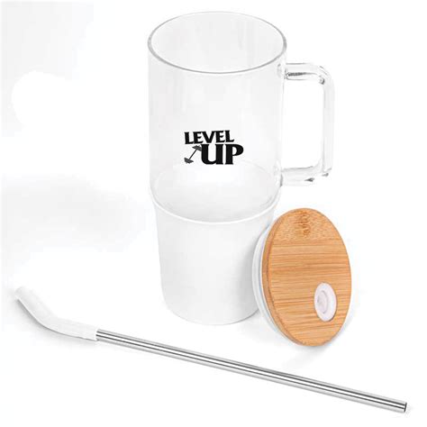 Wholesale 32 Oz Glass Tumbler With Handle And Straw Hcs918 Discountmugs