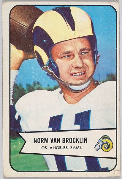 Issued By Bowman Gum Company Norm Van Brocklin Los Angeles Rams