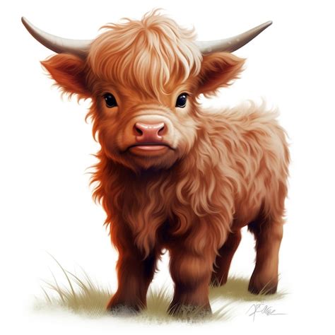Premium Photo Baby Highland Cow Watercolor Photo