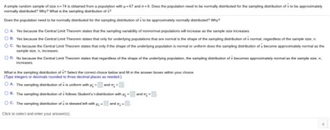 A Simple Random Sample Of Size N74 Is Obtained From A Population With