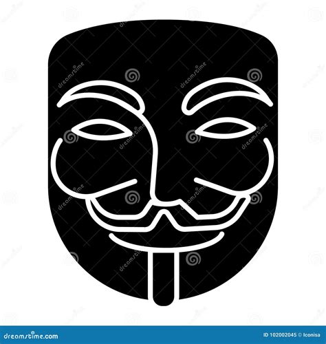 Anonymous Mask Carnival Hacker Icon Vector Illustration Black Sign On Isolated Background