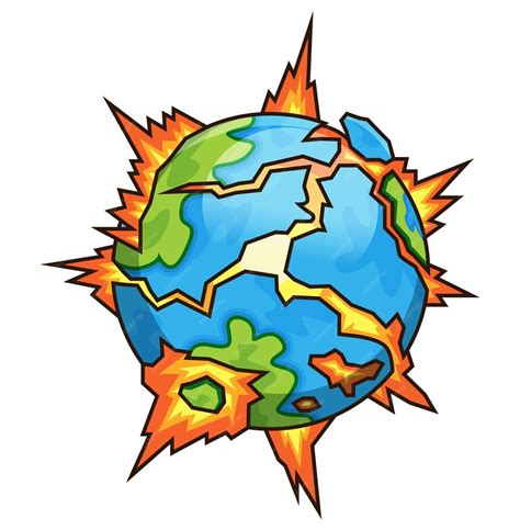 Premium Vector Exploding Planet Earth Cartoon Illustration