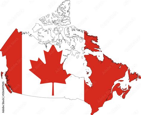 Canada Map Flag Canadian Border Boundary Country Shape Nation National