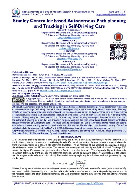 Pdf Stanley Controller Based Autonomous Path Planning And Tracking In