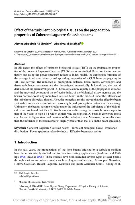 Effect Of The Turbulent Biological Tissues On The Propagation Properties Of Coherent Laguerre