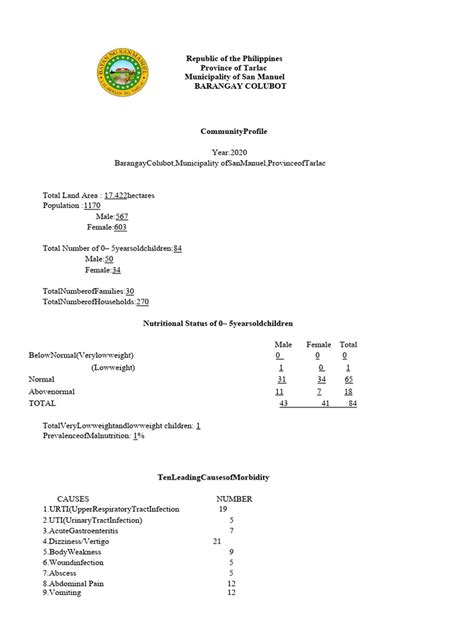 Barangay Profile Sample Pdf