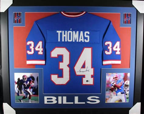 Thurman Thomas Signedautographed Custom Jersey In 35x43 Frame Becke Playmakers Gcc