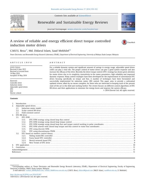 A Review Of Reliable And Energy Efficient Direct Torque Controlled Induction Motor Drives Pdf