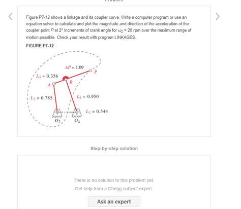Solved Figure P7 12 Shows A Linkage And Its Coupler Curve