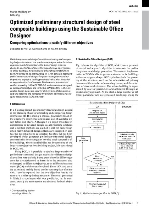 Pdf Optimized Preliminary Structural Design Of Steel Composite
