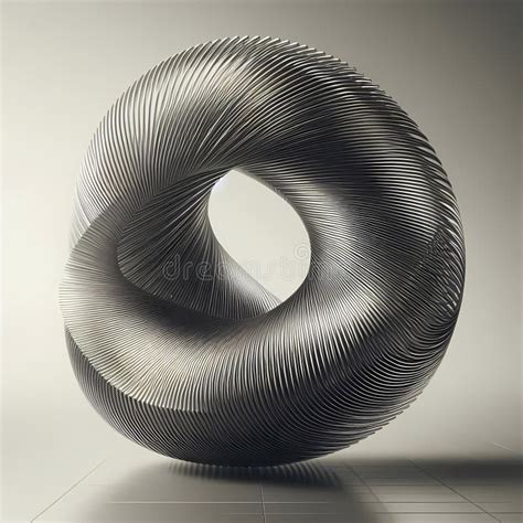 Futuristic Twisting Metallic Sculpture With Abstract Ribbon Like Design