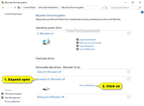 Turn On Or Off Bitlocker For Removable Data Drives In Windows 10 Tutorials