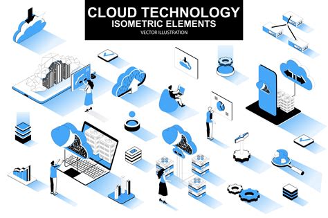 Cloud Technology Bundle Of Isometric Elements 2863917 Vector Art At Vecteezy