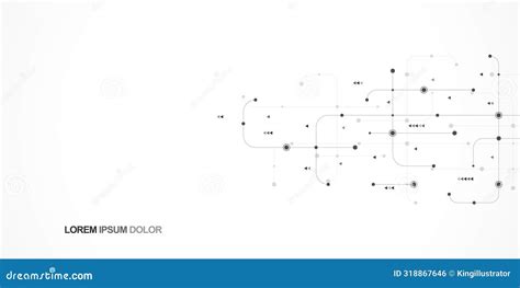 Digital Technology Concept With Integrated Circuit And Network Communication Elements Stock