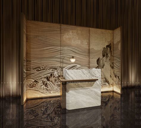 新中式前台3d模型下载【id1130035129】知末3d模型网