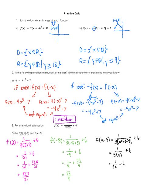 Mhf 4u Unit 1 Practice Quiz Solutions Practice Quiz List The Domain