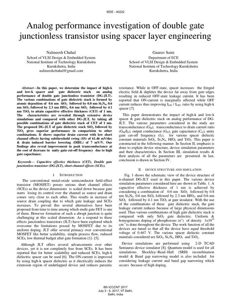 Pdf Analog Performance Investigation Of Double Gate Junctionless