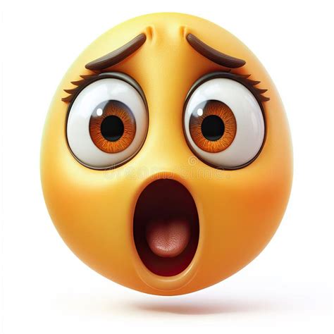 Surprised Cartoon Emoji With Big Eyes And Open Mouth Expression Stock